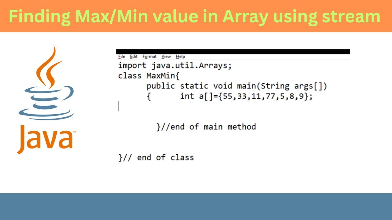 How To Find Max And Min Value In Array Java Youtube