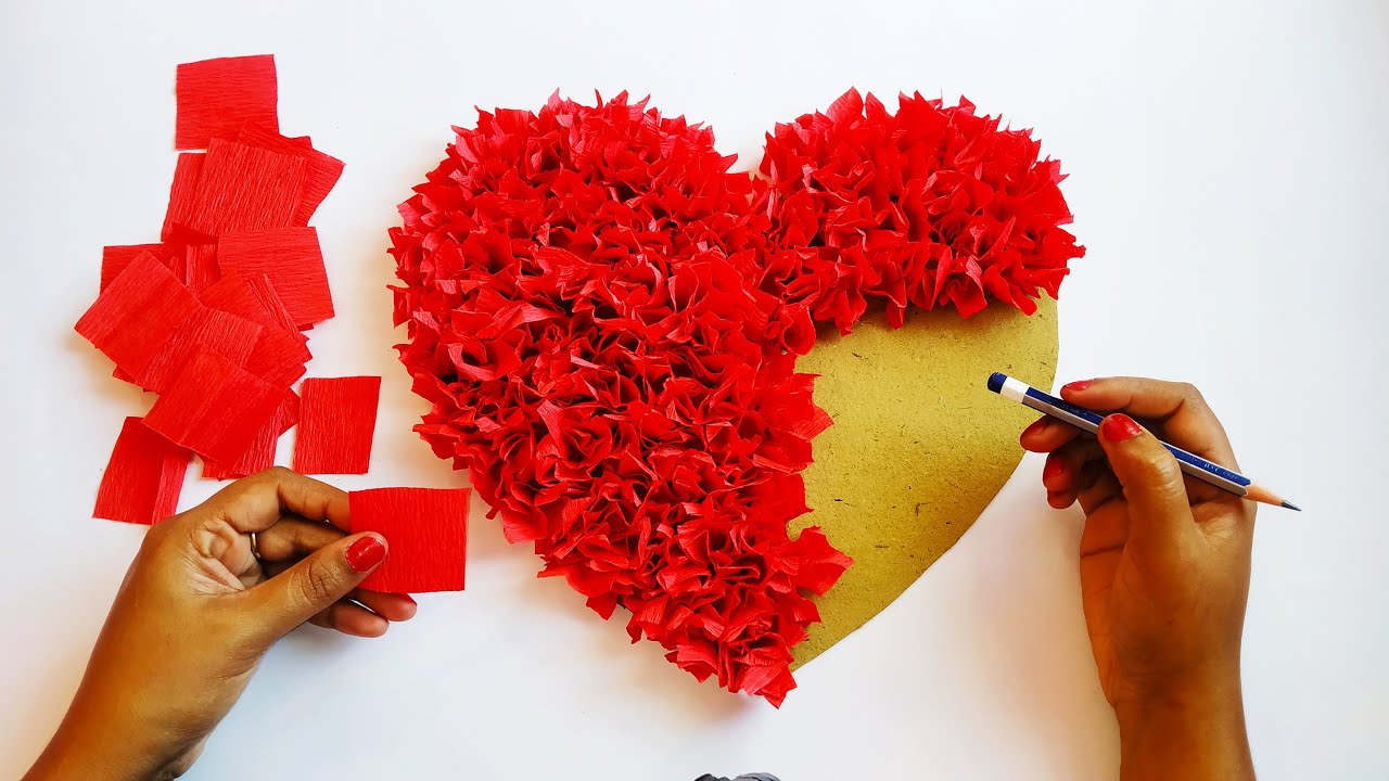 Diy Tissue Paper Puffy Heart Valentine S Window Decoration Easy