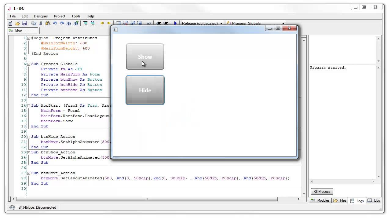 B4j Animations Example Youtube
