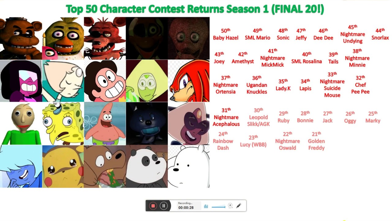 Top 50 Character Contest Returns 32 Closed Youtube