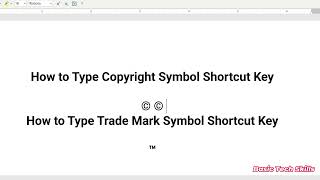 How To Type Copyright Symbol Shortcut Key How To Type Trade Mark Symbol ...
