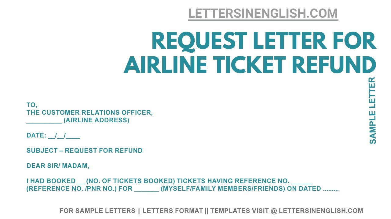 Airline Ticket Refund Sample Request Letter Format Youtube
