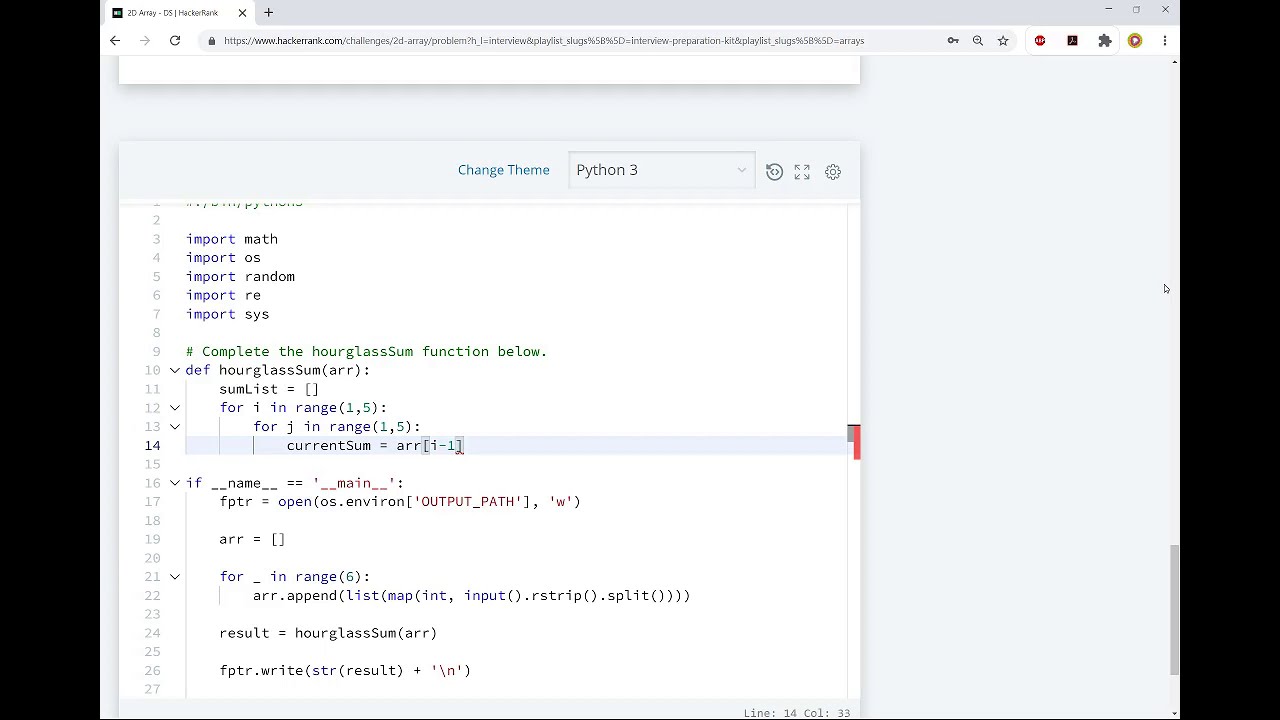 Hackerrank 2d Array Ds Youtube