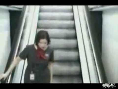 Old Lady Crashes Down Escalator Original Youtube