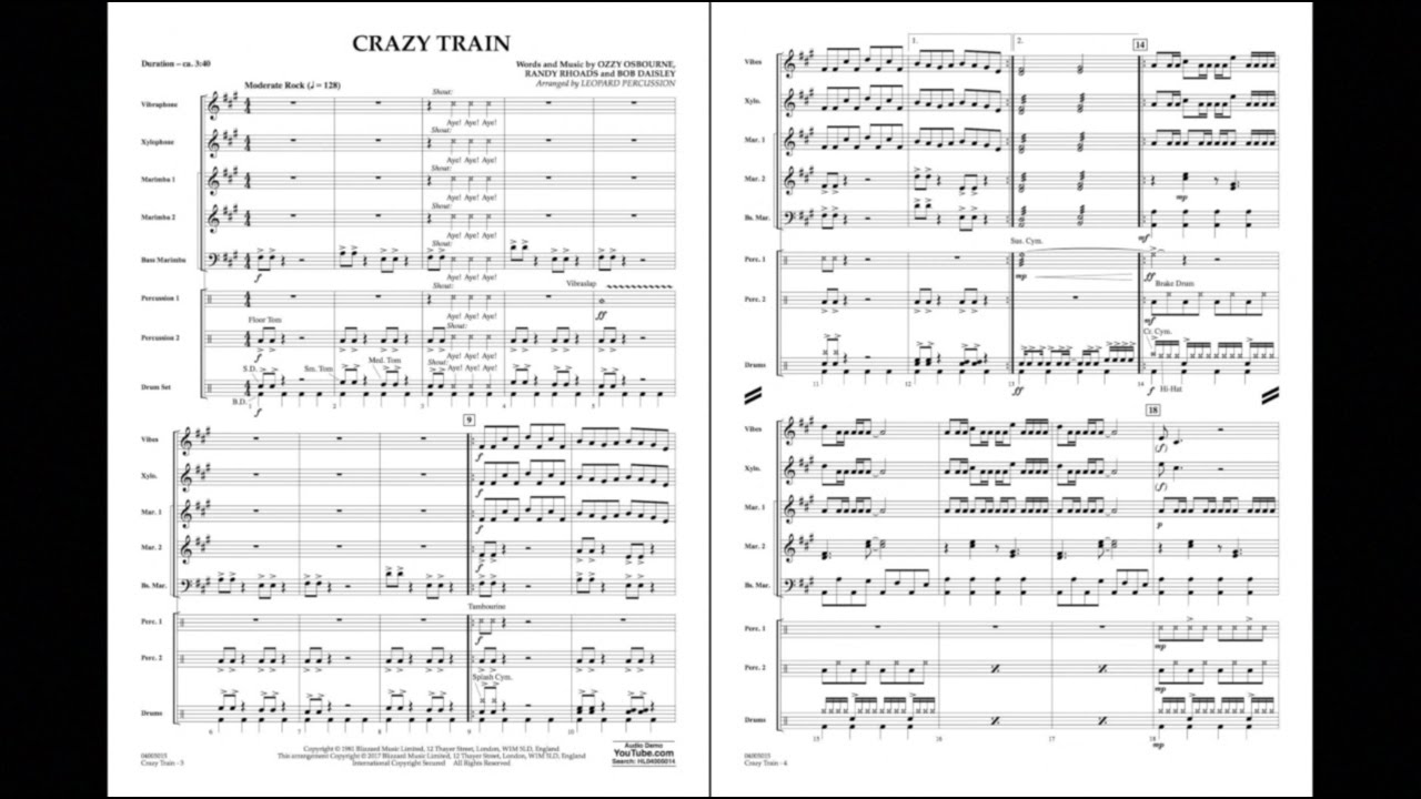 Crazy Train Arr By Brittany Franks Kelsey Lee And Meg Samples Youtube