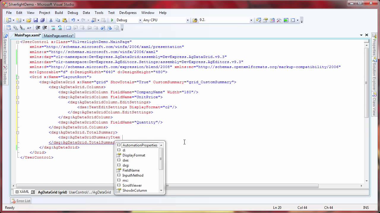 Silverlight Grid Calculate Custom Summaries Youtube