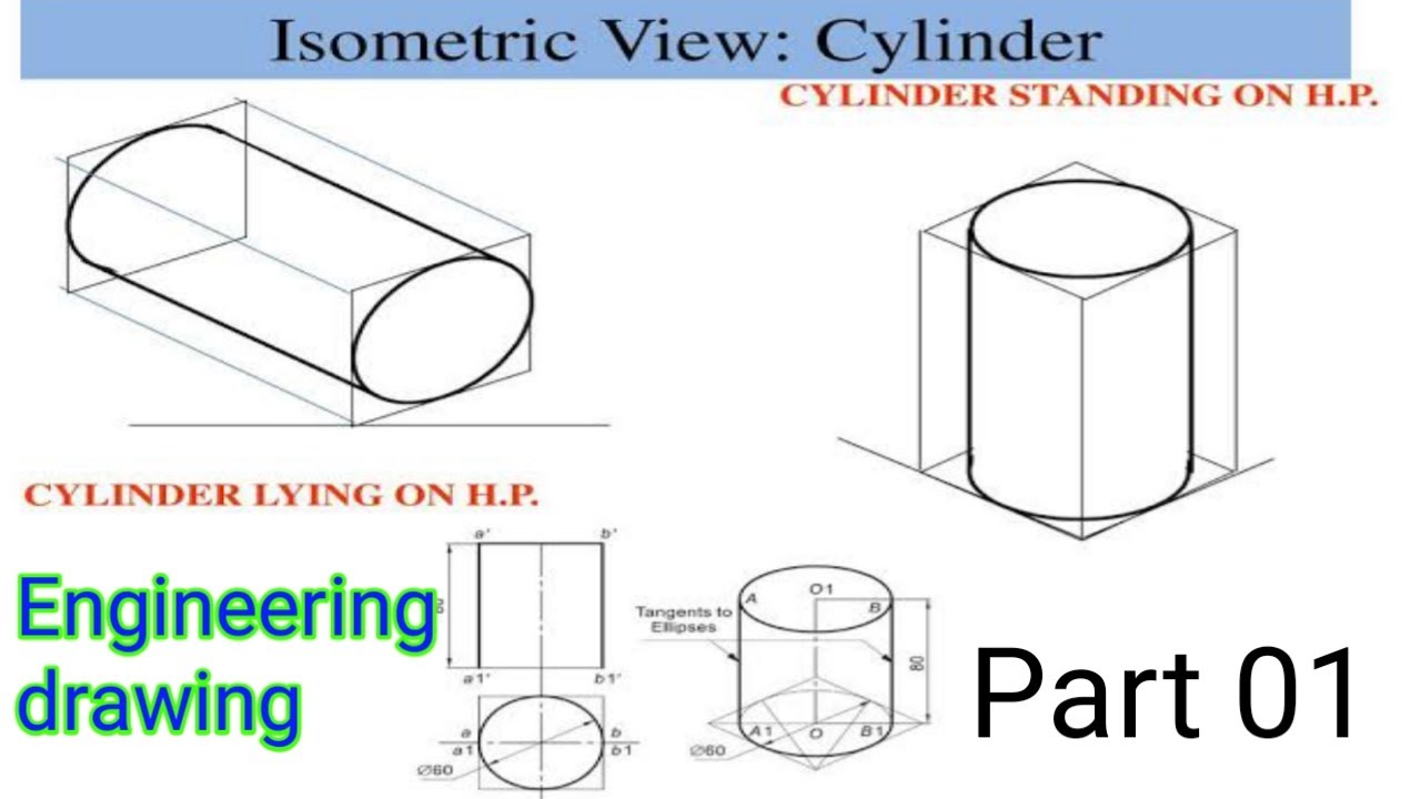 Draw An Isometric View Of Cylinder Of Base Is 40mm And Hight 80 Easy