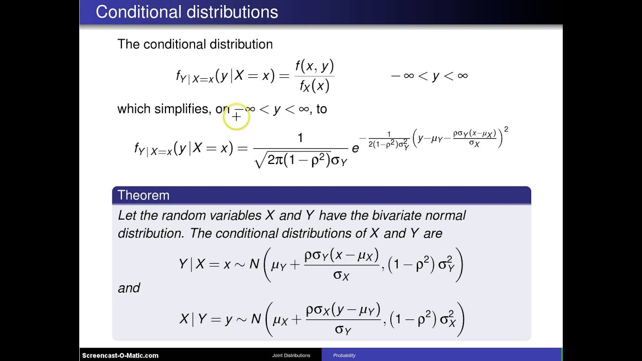 Bivariate Normal Distribution Conditional Distributions Youtube