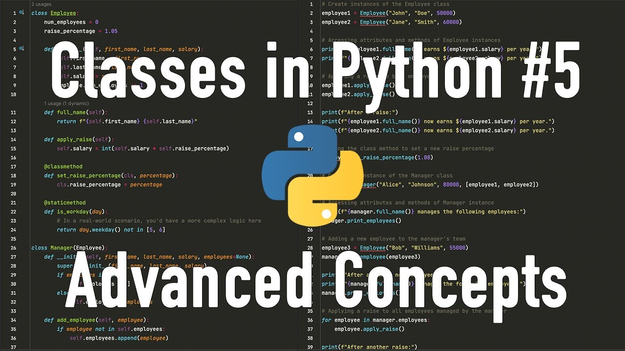 Python Classes Tutorial 5 Advanced Concepts Youtube