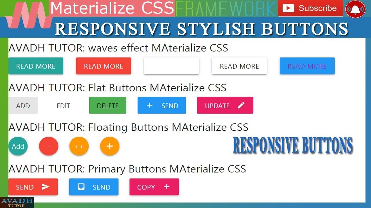 Beautiful Buttons Effects Responsive Buttons Materialize Css