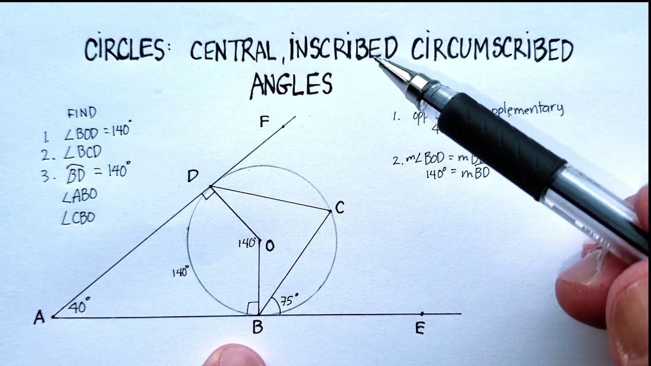 Circles Central Inscribed Circumscribed Angles Example Two Youtube
