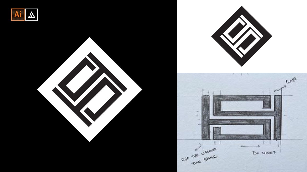 How To Design H S Logo Adobe Illustrator Tutorial Youtube