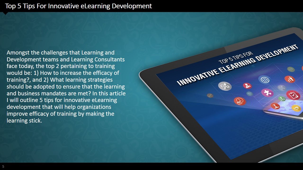 Top 5 Tips For Innovative Elearning Development Ei Design Youtube