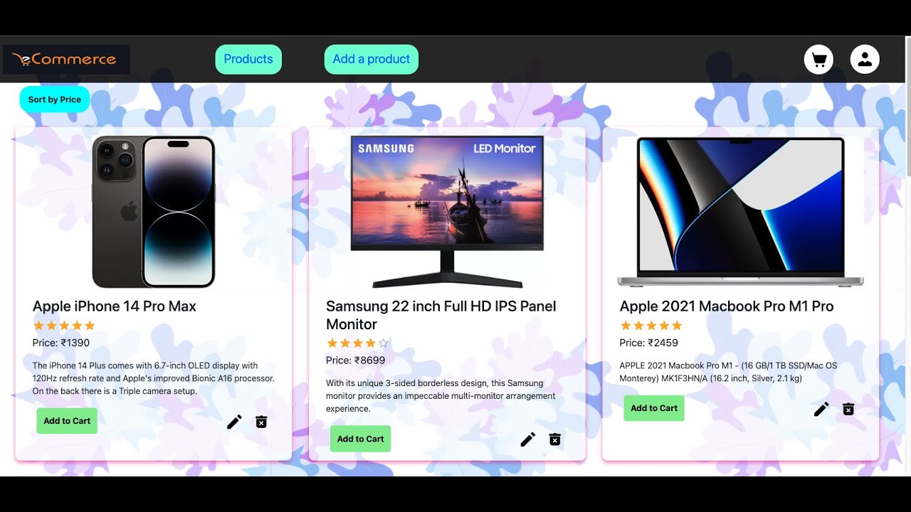 E Commerce React Website Youtube
