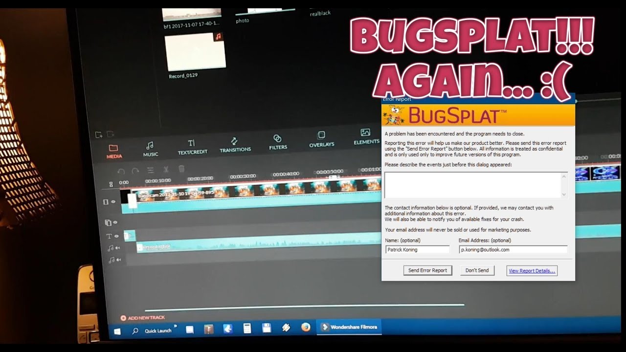 Bugsplat Wondershare Filmora Again Youtube