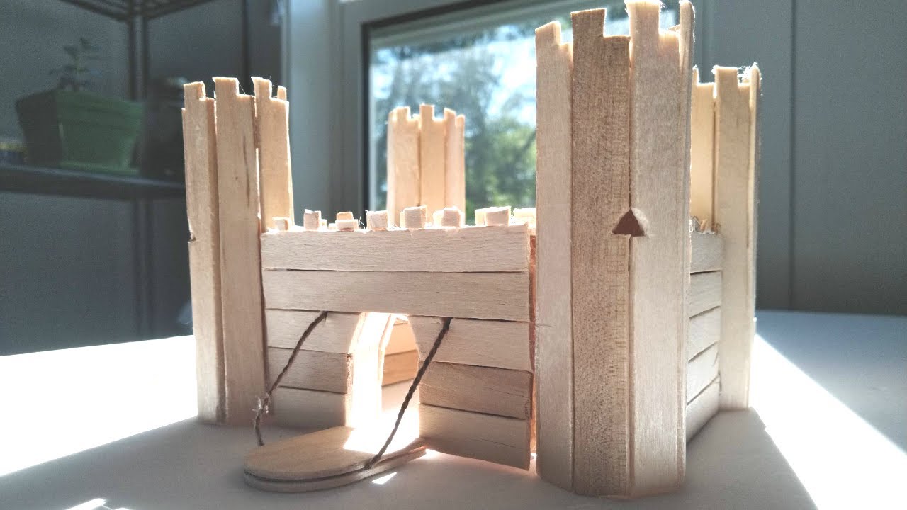 How To Make A Miniature Popsicle Stick Castle With A Working Drawbridge