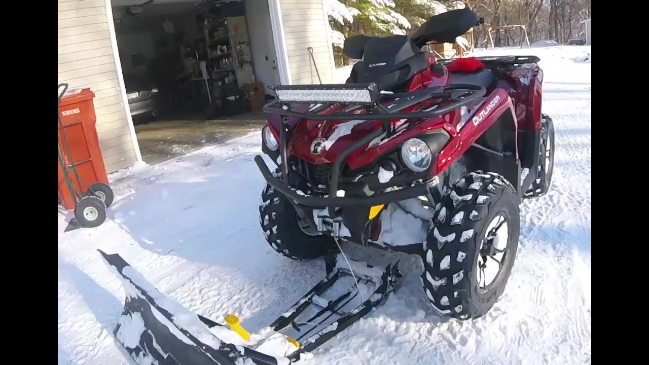 Can Am Outlander Snow Plow Easy To Connect Youtube