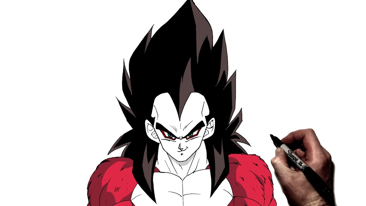 How To Draw Vegeta Ssj4 Step By Step Dragonball Youtube