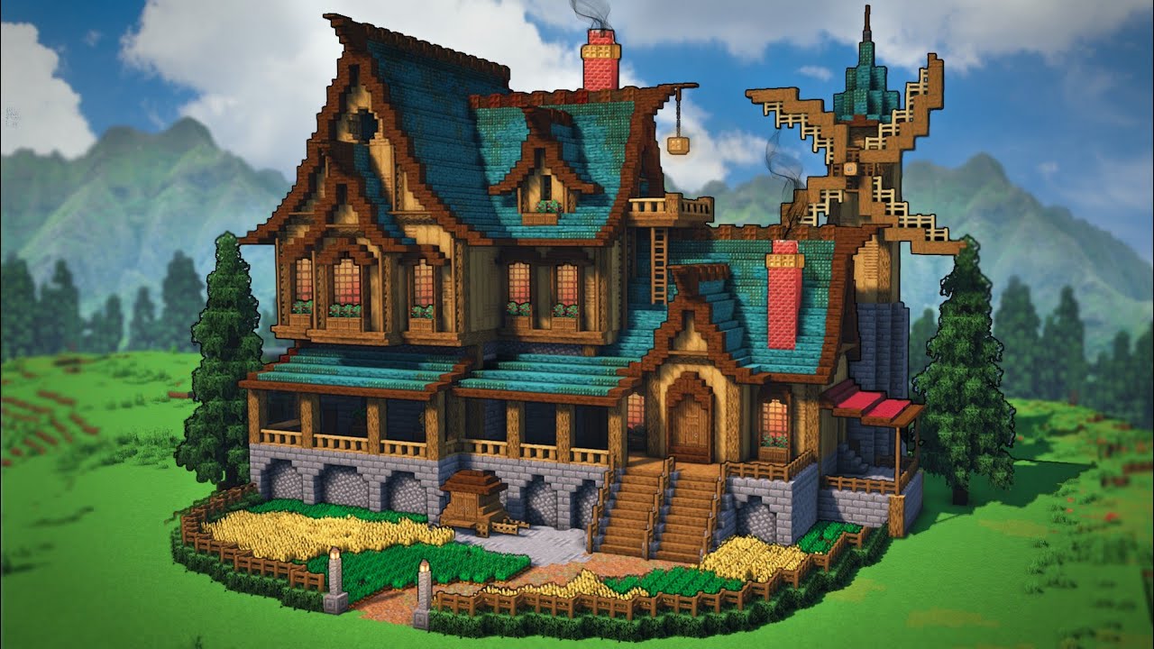 Minecraft How To Build A Large Medieval House Tutorial Youtube