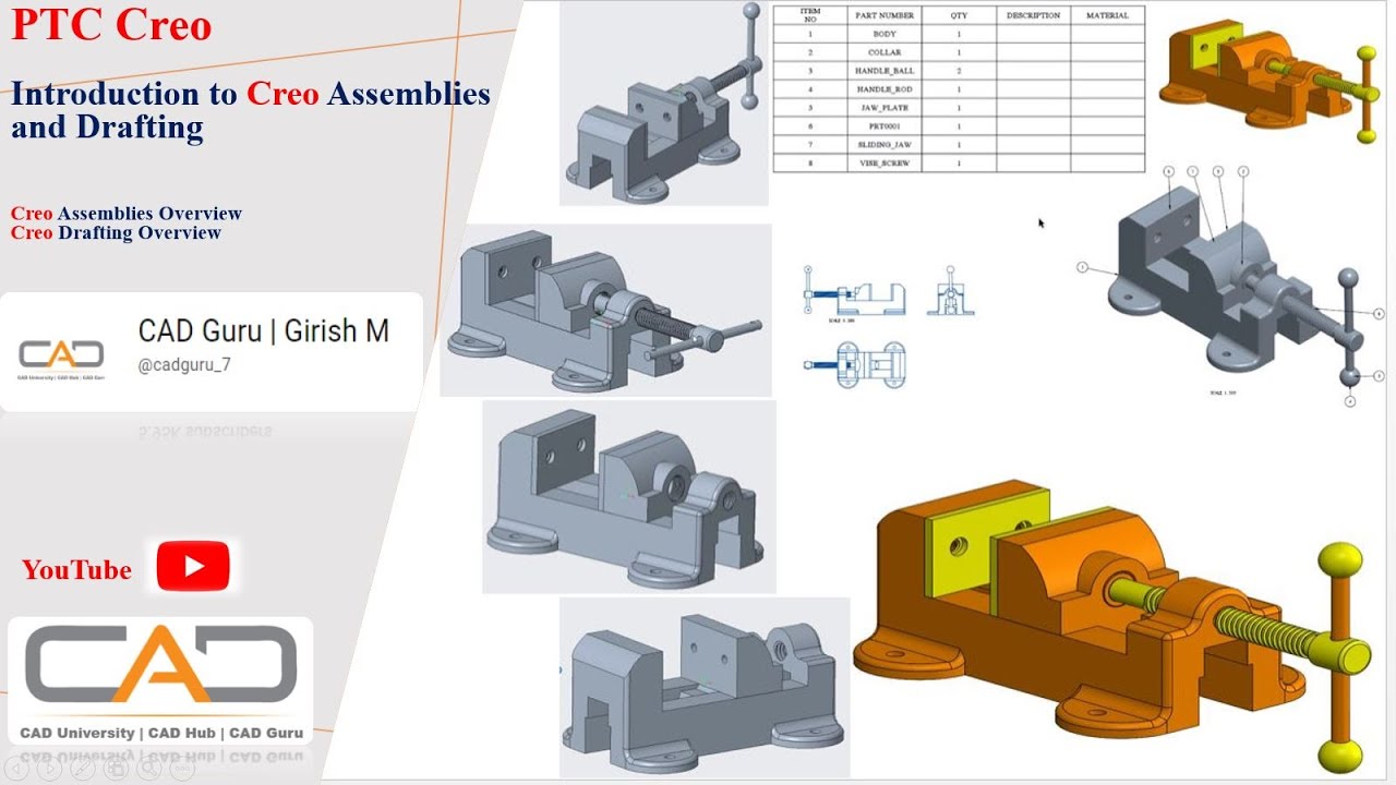 Introduction To Ptc Creo Assembly And Drafting Ptc Creo Course Youtube