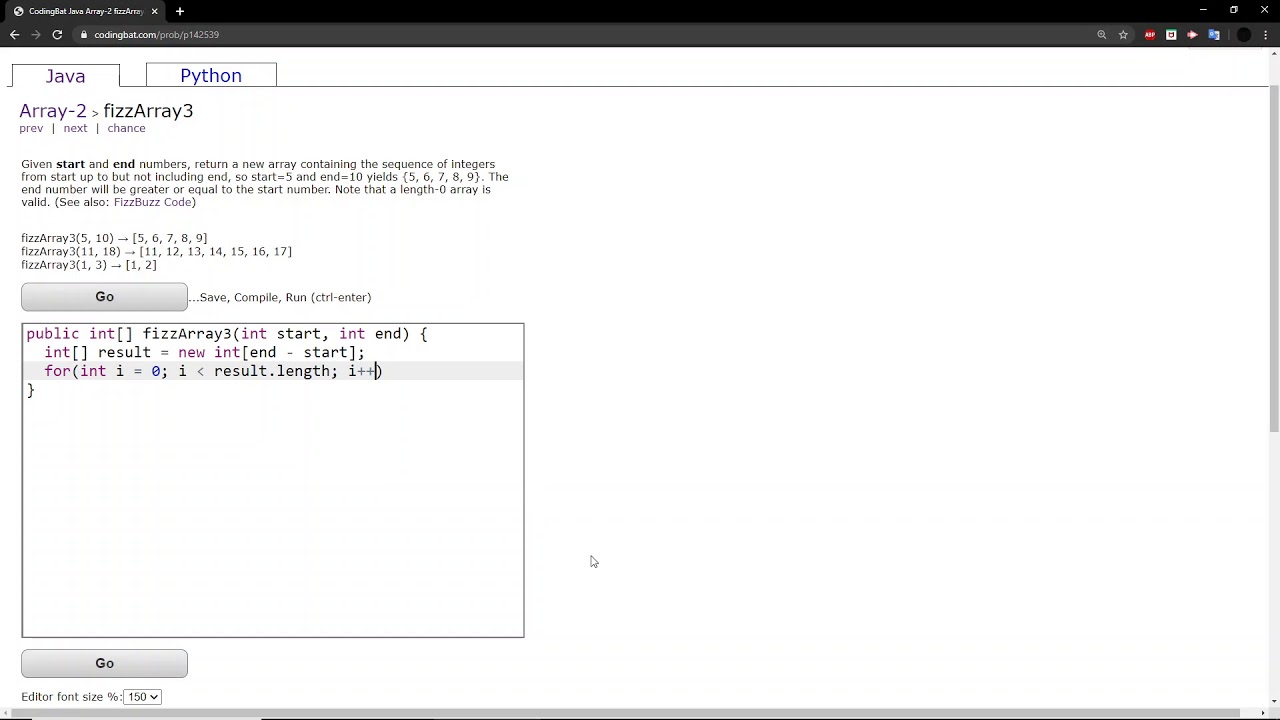 Array 2 Fizzarray3 Java Tutorial Codingbat Youtube