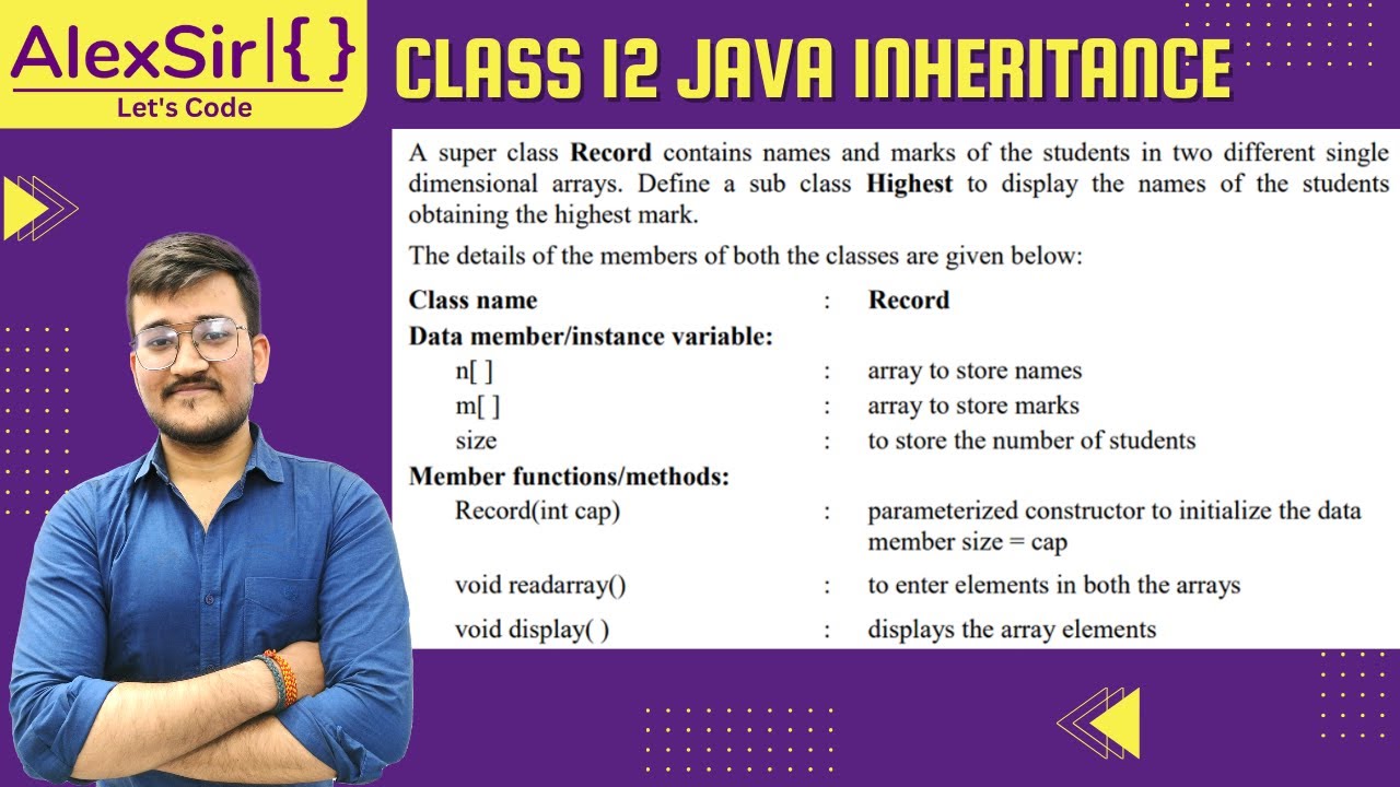 Class 12 Isc Java Inheritance Program In Java Youtube