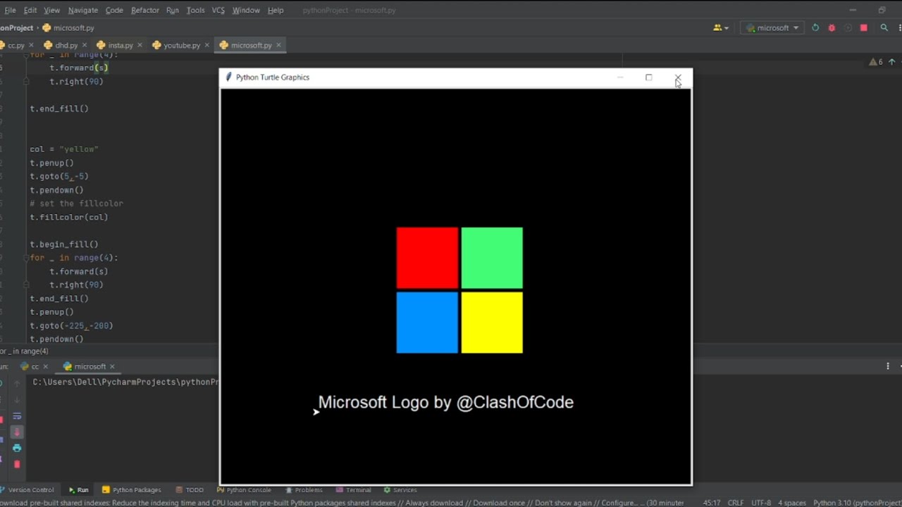 Microsoft Logo Using Python Turtle Python Turtle Graphics By