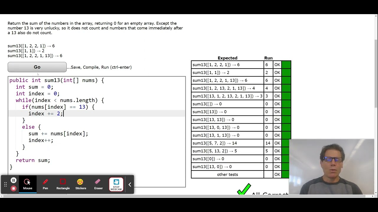 Codingbat Java Array 2 Sum13 Youtube