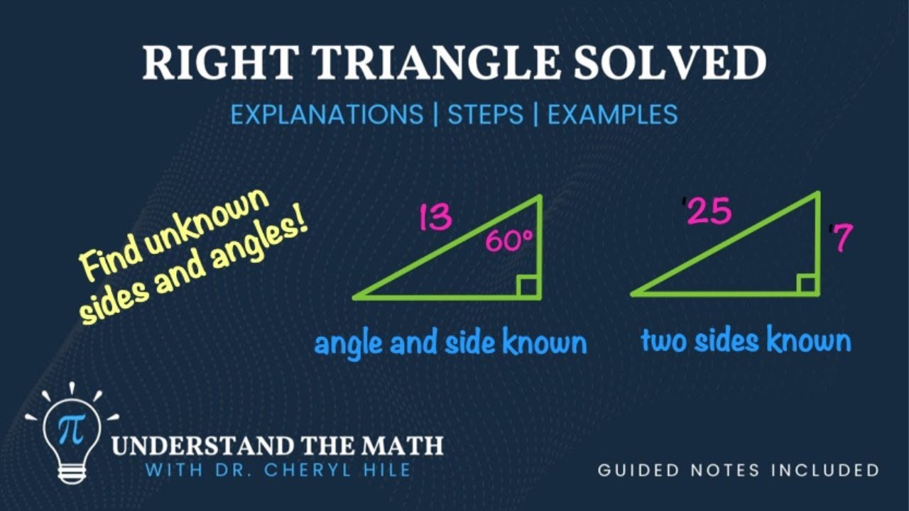 Solving A Right Triangle Finding Unknown Sides And Angles Youtube