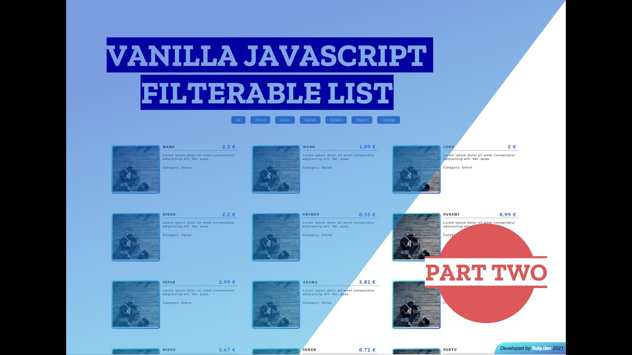 Vanilla Js Filterable List Part Two Youtube
