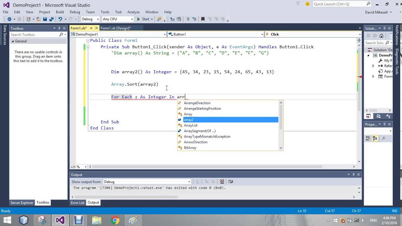 Vb Array Sort Youtube