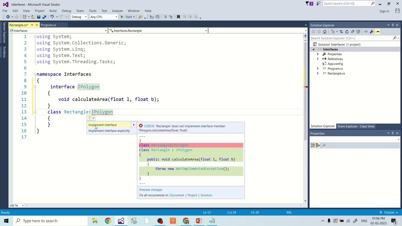 Interface In C Programming With Real Time Example In Visual Studio