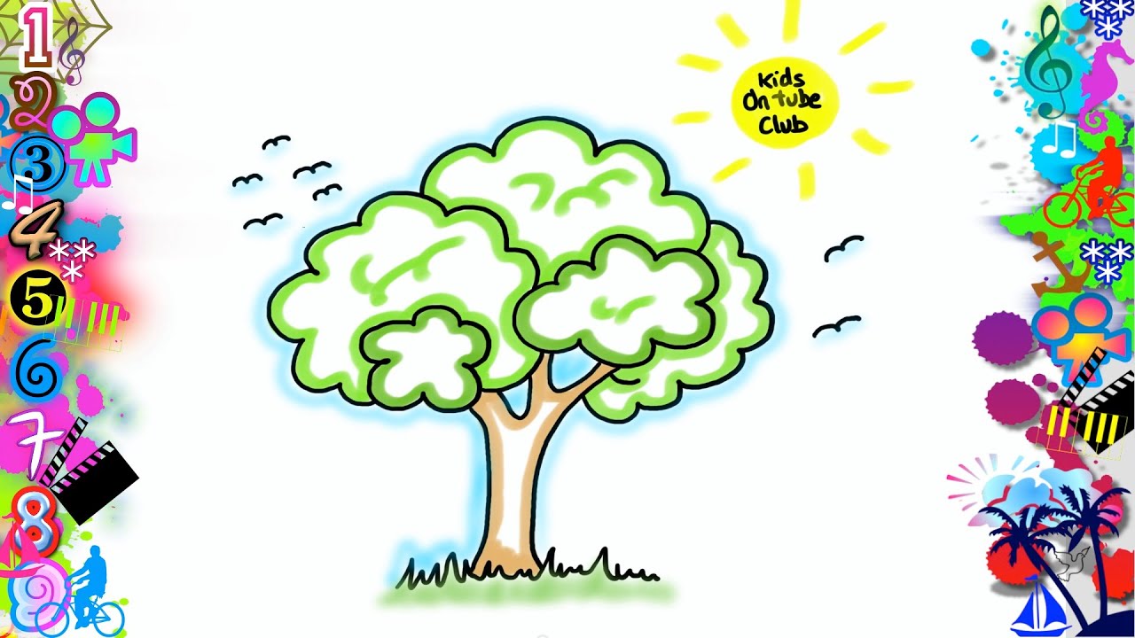 Dibujar Un Arbol Y Aprende A Dibujar Dibujos Faciles Para Niños Youtube