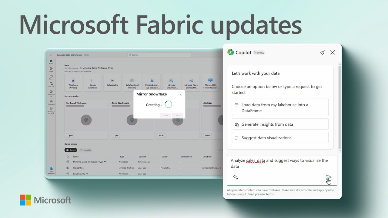 Microsoft Fabric Data Mirroring And Copilot Updates Youtube