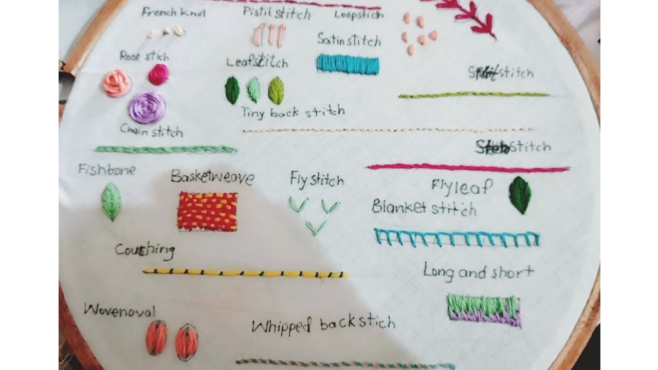21 Basic Hand Embroidery Stitches Sampler That Absolute Beginners Youtube