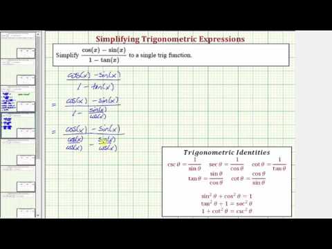 Ex Simplify A Trigonometric Expression Trig Trig 1 Trig A