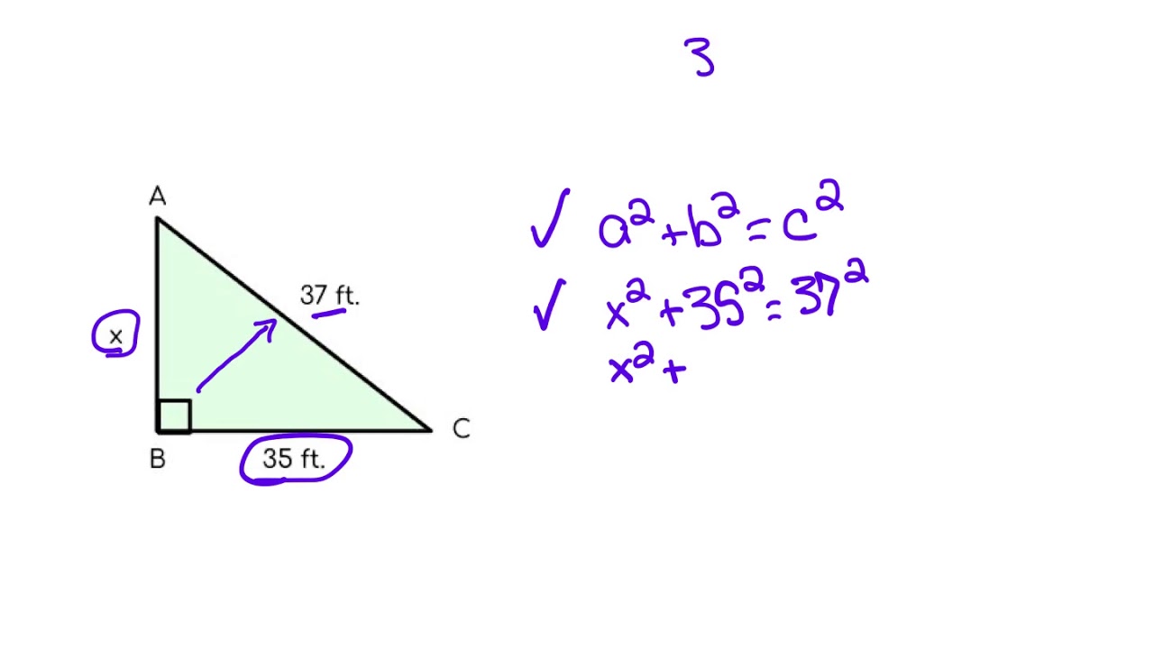 The Pythagorean Theorem Finding The Leg Youtube