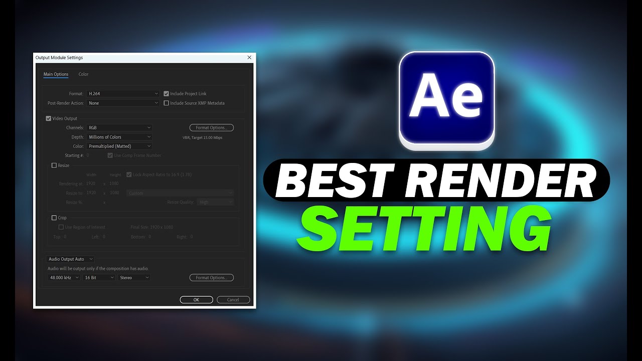 Best Render Settings In Adobe After Effects Hindi Tutorial 2024