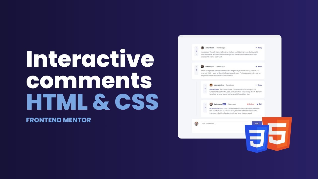 Html Css Interactive Comments Frontend Mentor Tutorial Youtube