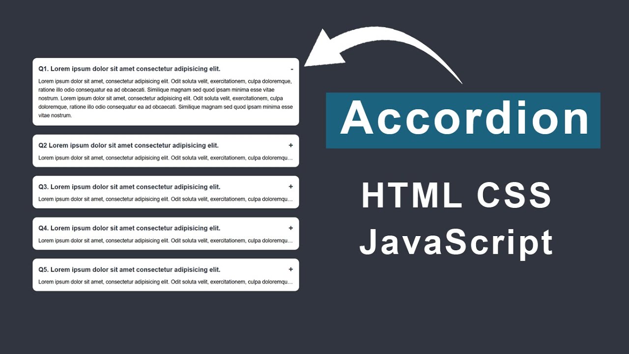 Create Accordion Using Html Css And Javascript Faq Accordion Youtube
