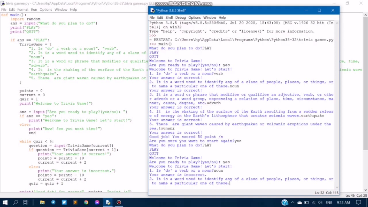 Trivia Game Python Program Youtube