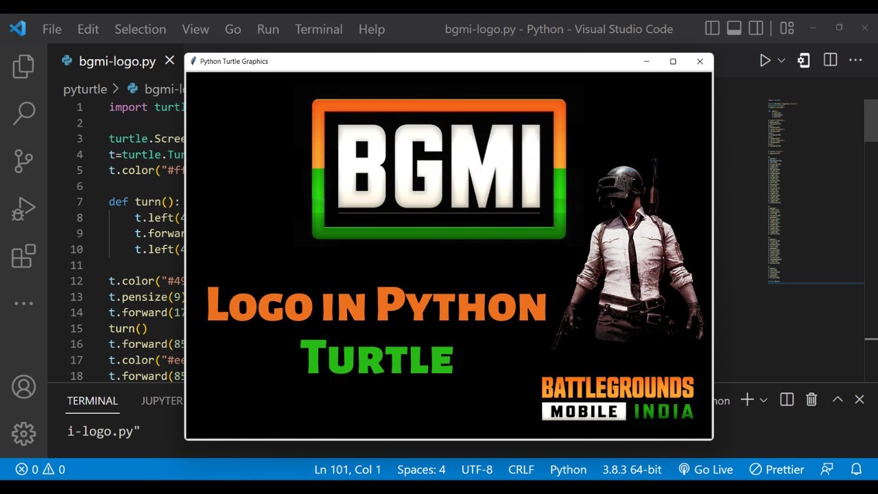 Bgmi Logo Drawing Using Python Turtle Python For Beginners Pubg