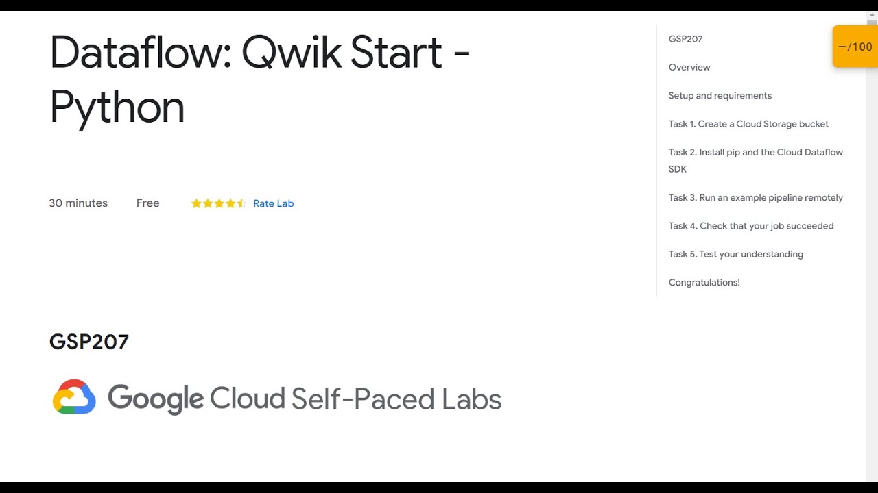 Dataflow Qwik Start Python Qwiklab Youtube