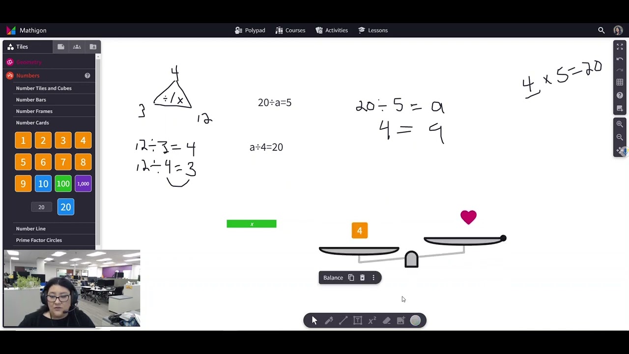 Polypad Balance Scale To Solve Multiplication And Division Equations