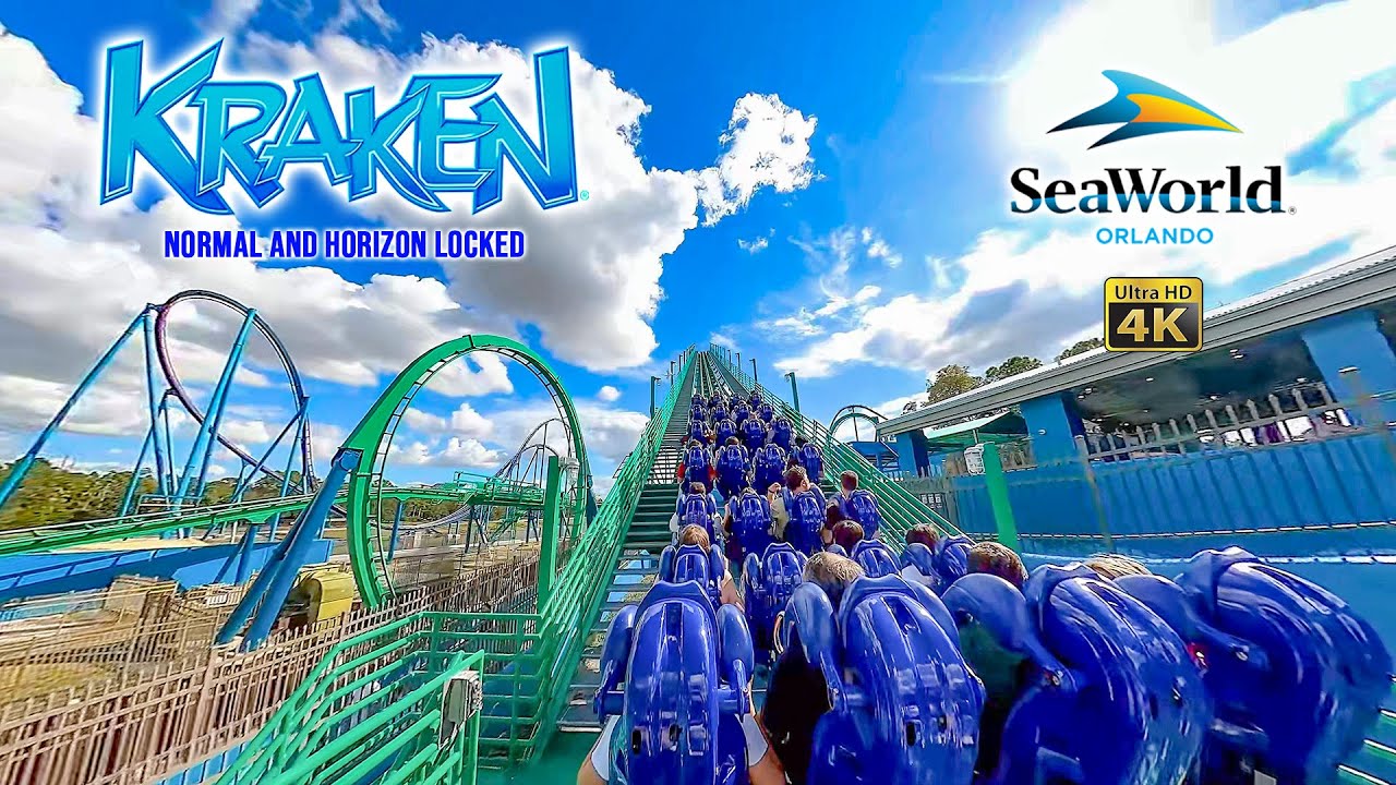 Kraken Roller Coaster On Ride Back Row 4k Pov Seaworld Orlando 2023 01