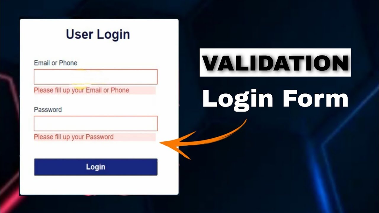 Login Form Validation Using Html Css Javascript Youtube