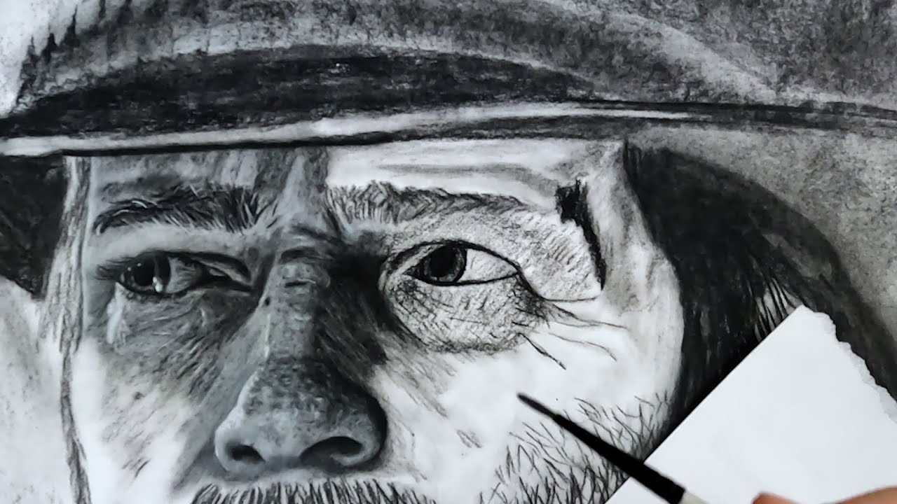 Charcoal Eye Drawing Arthur Morgan Realtime Youtube