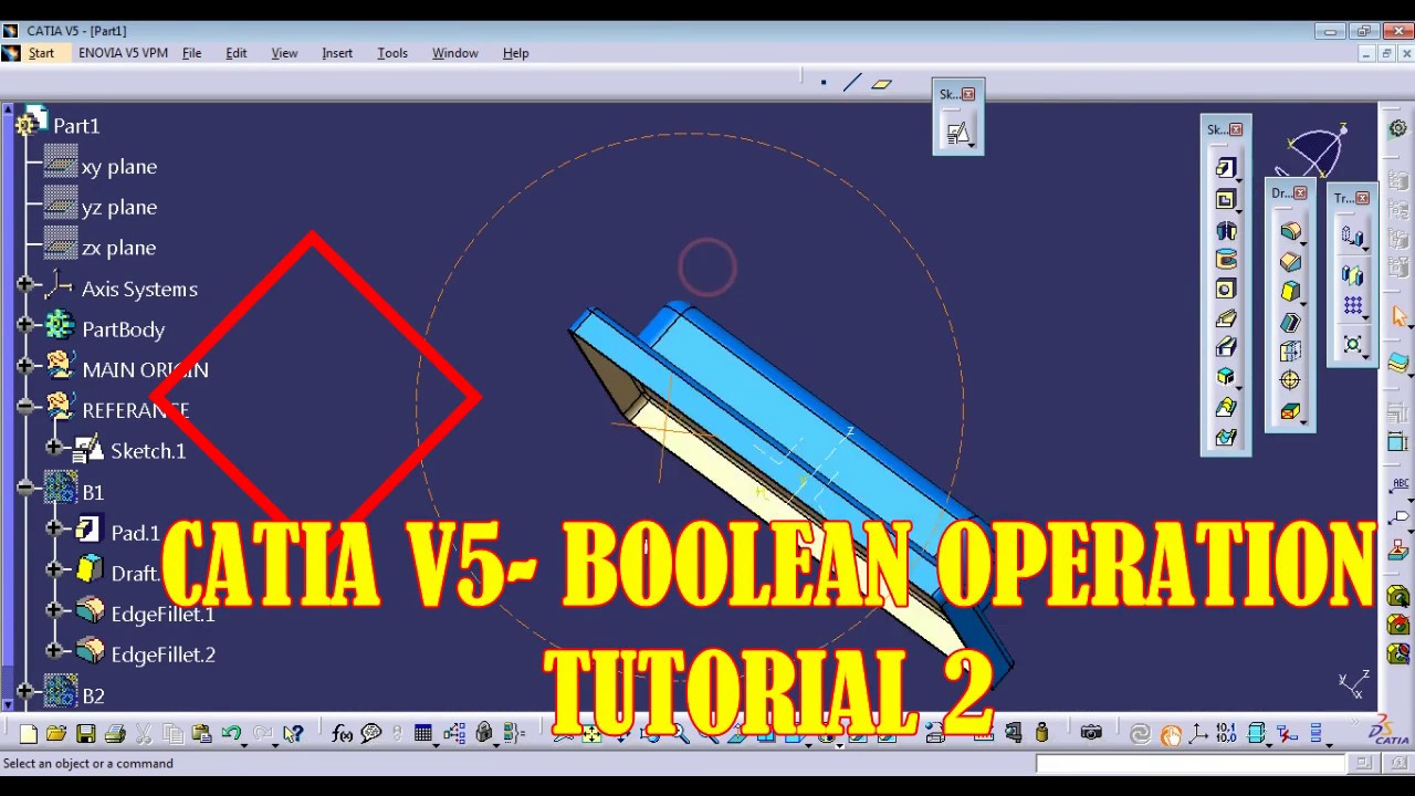 Catia V5 Boolean Operationtutorial 2 Youtube
