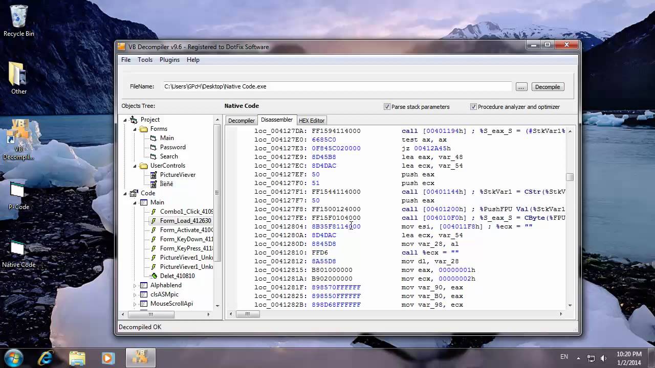 Vb Decompiler Native Code Decompilation Youtube