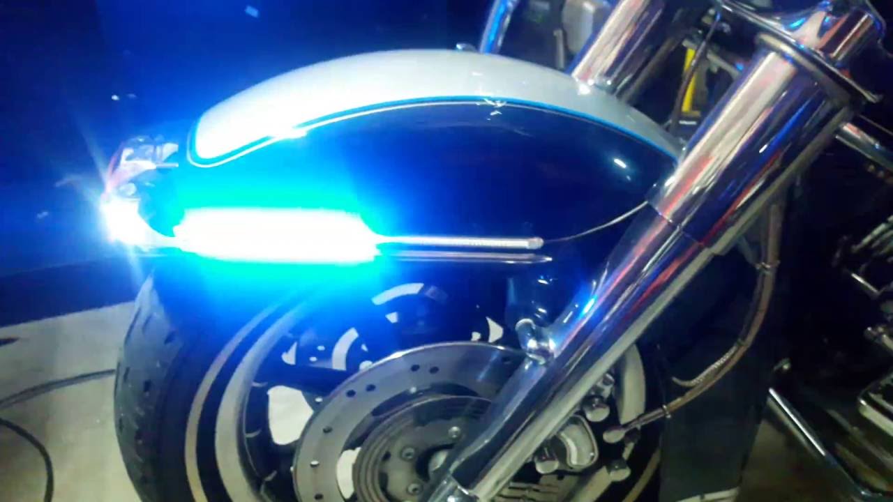 Police Motorcycle Front Fender Emergency Light Bar From Chrome Glow